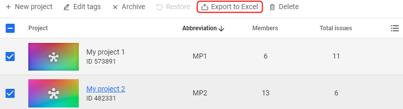 Exporting projects to spreadsheets – Revizto